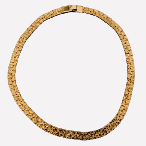 unstamped | Jewelry | Vintage Necklace 96s Goldtone Flat Nugget Brick ...